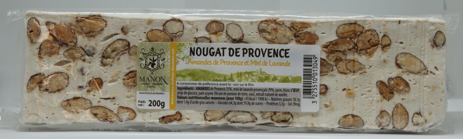 Nougat de Provence, barre de 200g - ÉPICERIE SUCRÉE - Domaine Rocheville